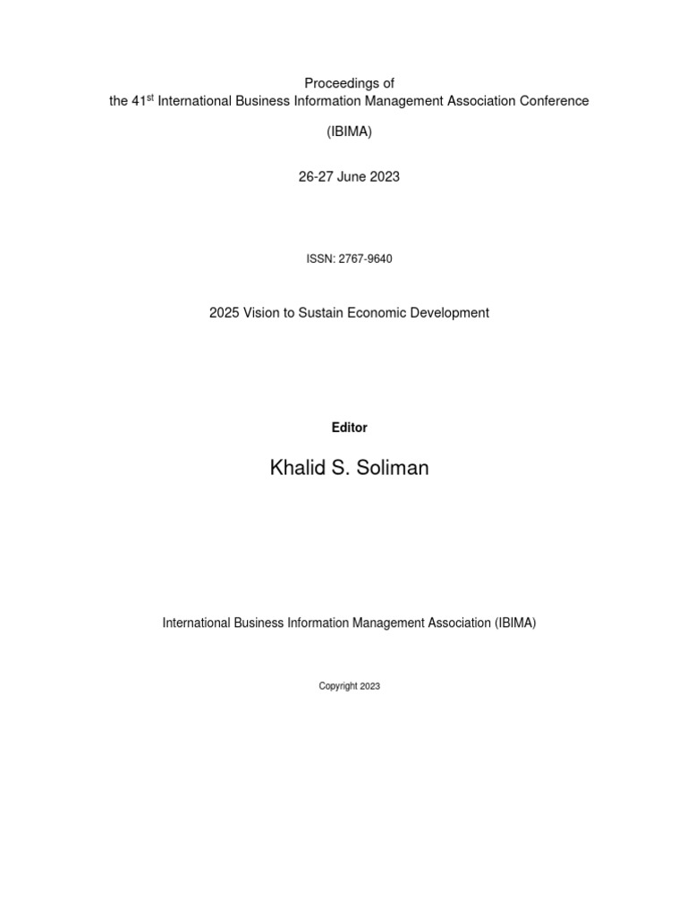 Part 1 of 4 - 41st IBIMA Proceedings Cover | PDF | Social Science | Science & Mathematics