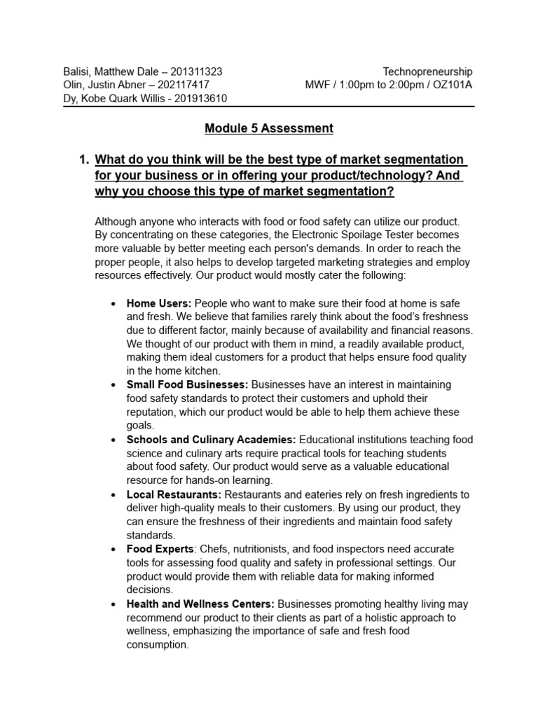 Balisi, Dy, Olin - Techno Module 5 Assessment | PDF | Pricing | Marketing