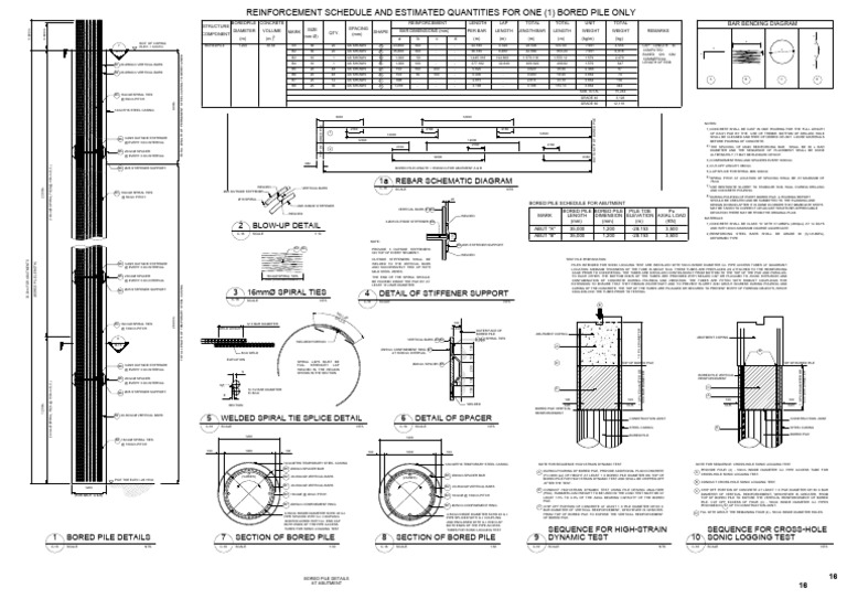 B-16 Bored Pile Detail (Abutment) - S-13 Bored Pile (1.00) Abut | PDF ...