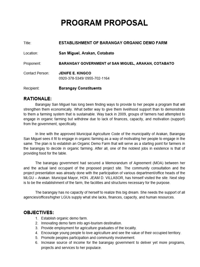 Project Proposal | PDF | Agriculture | Organic Farming
