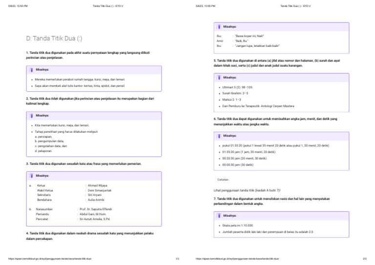 Tanda Titik Dua (-) - EYD V | PDF