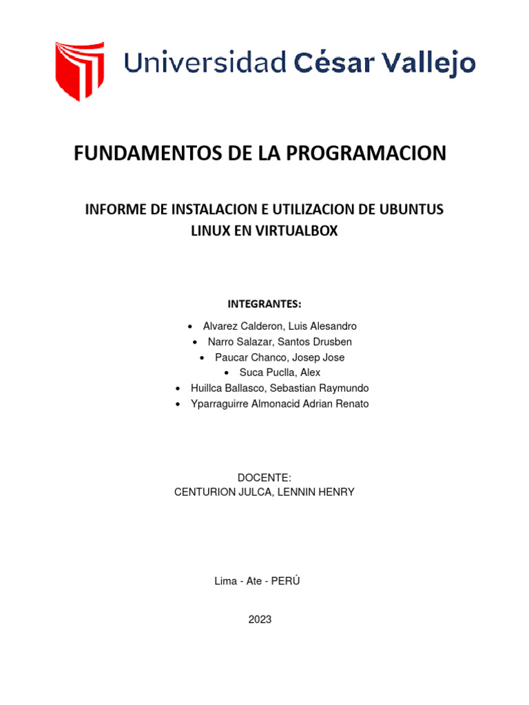Fundamentos de La Programacion Grupo 06 | PDF | Distribución de Linux | Software de la aplicacion