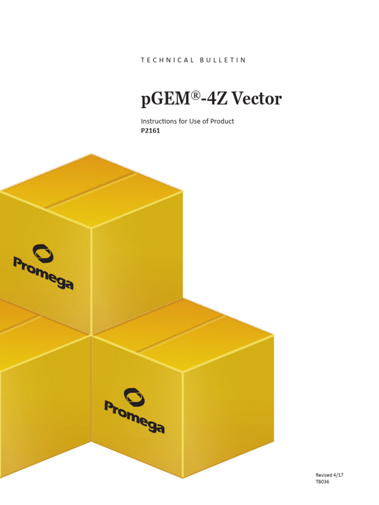 pGEM-4Z Vector TB036 | PDF | Molecular Cloning | Vector (Molecular Biology)