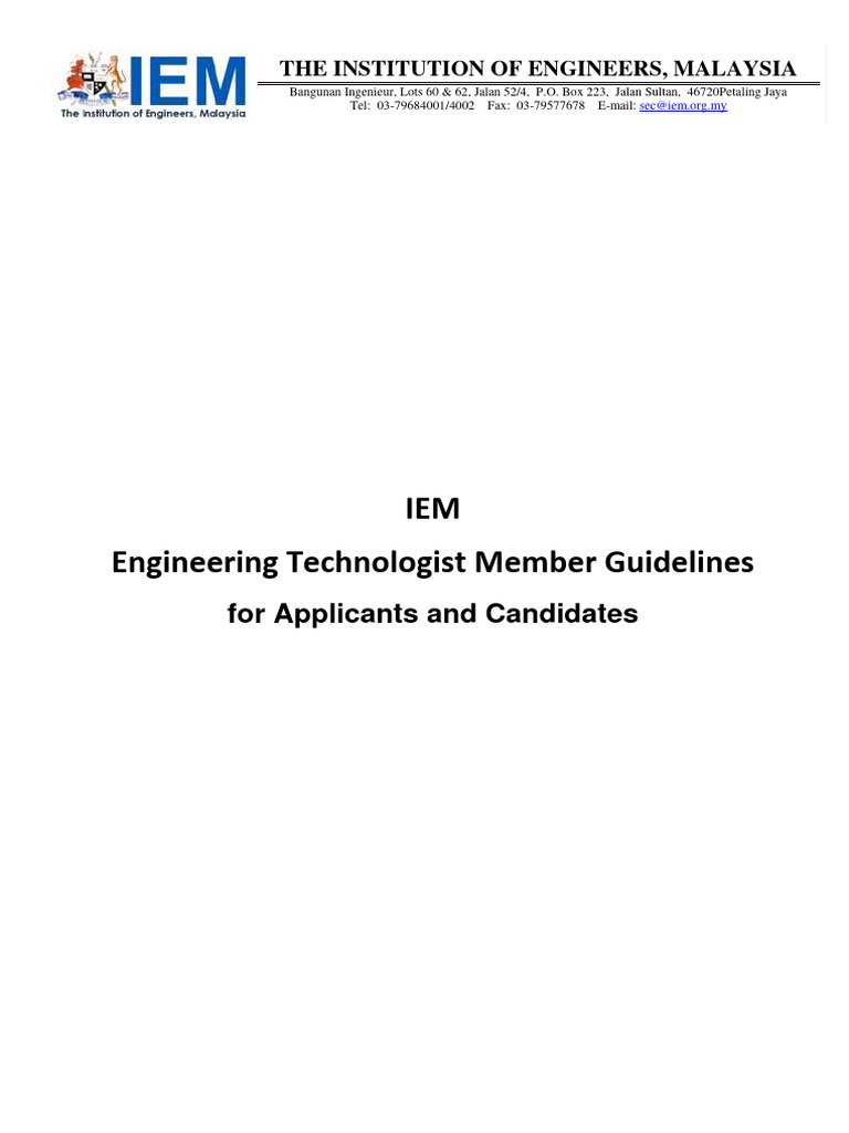 IEM Engineering Technologist Member Guidelines: For Applicants and ...