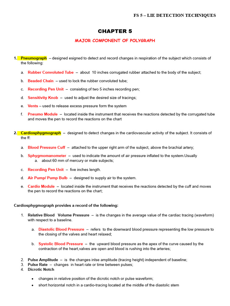 Polygraph Components and Functions | PDF | Blood Pressure | Heart