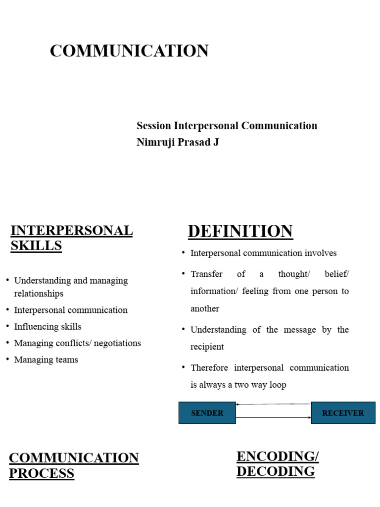 Session 6 & 7 Communication | PDF | Communication | Interpersonal ...