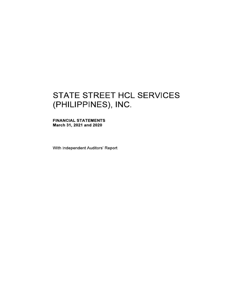 68 Statestreet HCL Services Philippines Inc. Fs 2020-21 | PDF