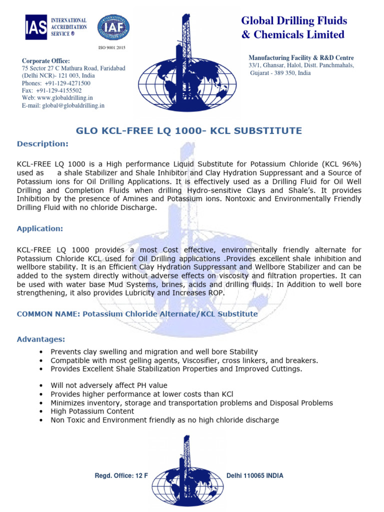 GLO KCL FREE LQ 1000 KCL SUBSTITUTE PDF Potassium Chloride
