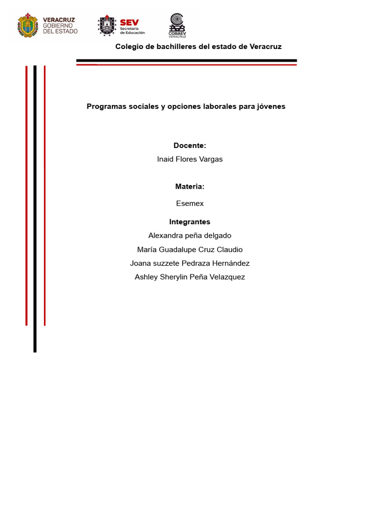 Proyecto Programas Sociales y Opciones Laborales para Jóvenes | PDF ...