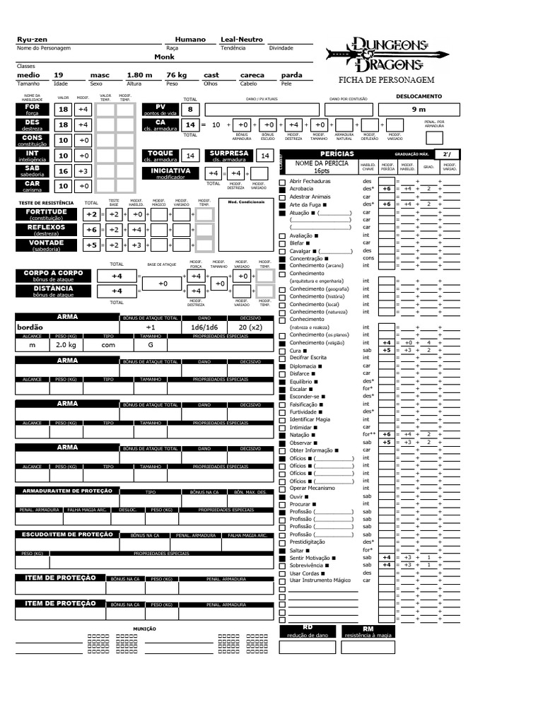 D&D3.5 MONK Ryuzen | PDF