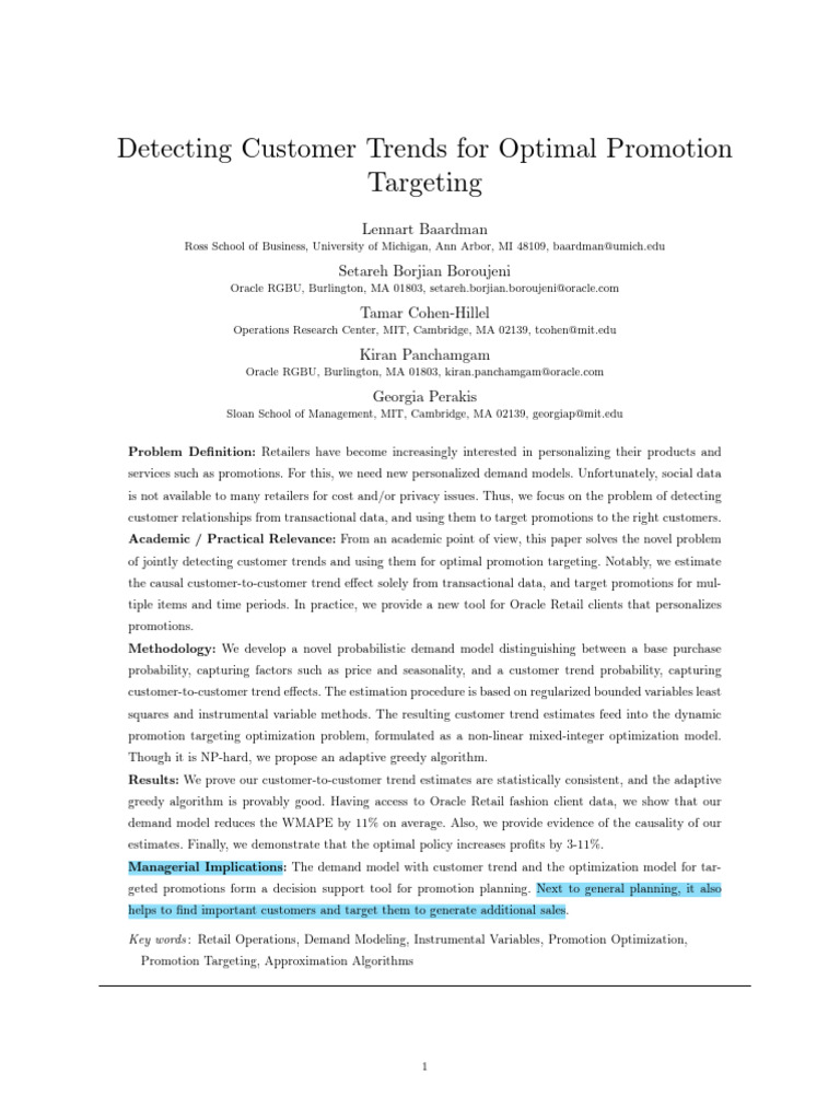 Retail Promotion Trend Analysis | PDF | Mathematical Optimization ...