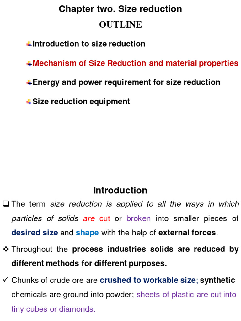 Unit Two-Size Reduction | PDF | Deformation (Engineering) | Mill (Grinding)