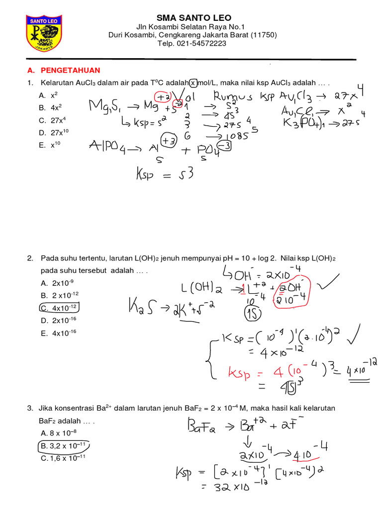 Latihan Soal (KSP Dan S, Sistem Dispersi Koloid) Jumat, 24 Mei 2024 ...
