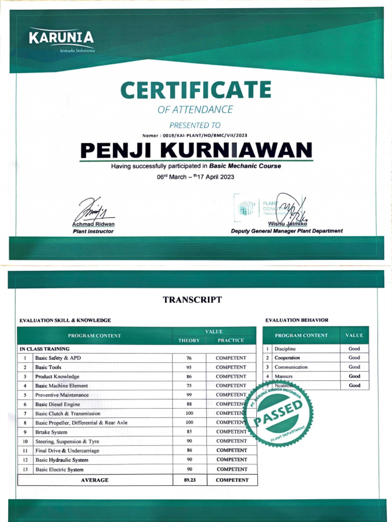 Certificate BMC Batch 1 - Penji Kurniawan | PDF | Wheeled Vehicles | Car
