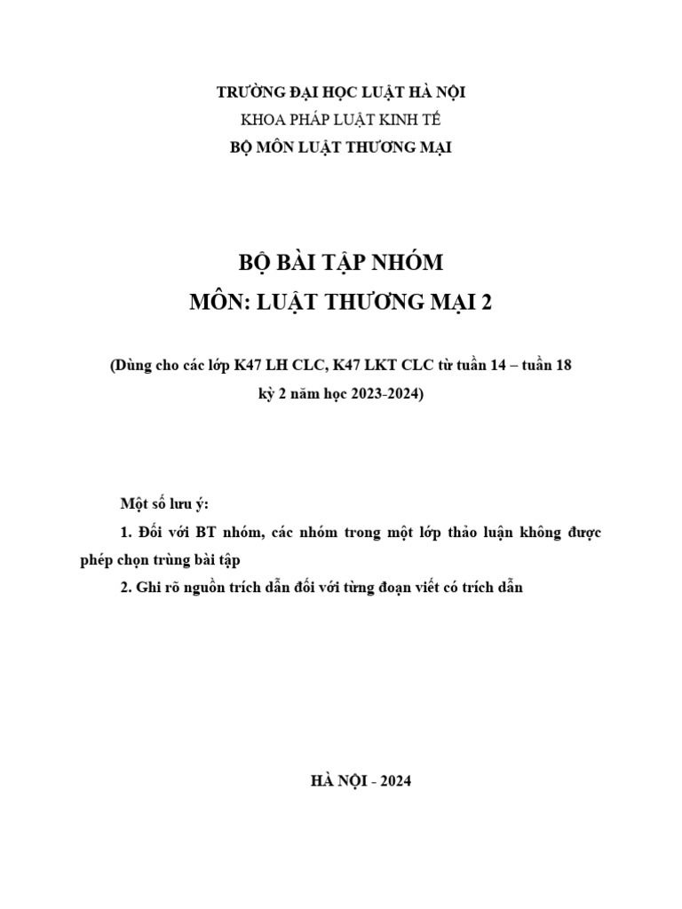 Bộ đề BTN LTM 2 - kỳ 2 2023-2024 - bộ 3 | PDF