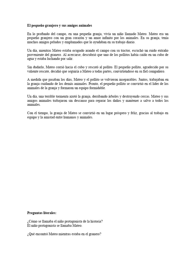 El Pequeño Granjero y Sus Amigos Animales | PDF