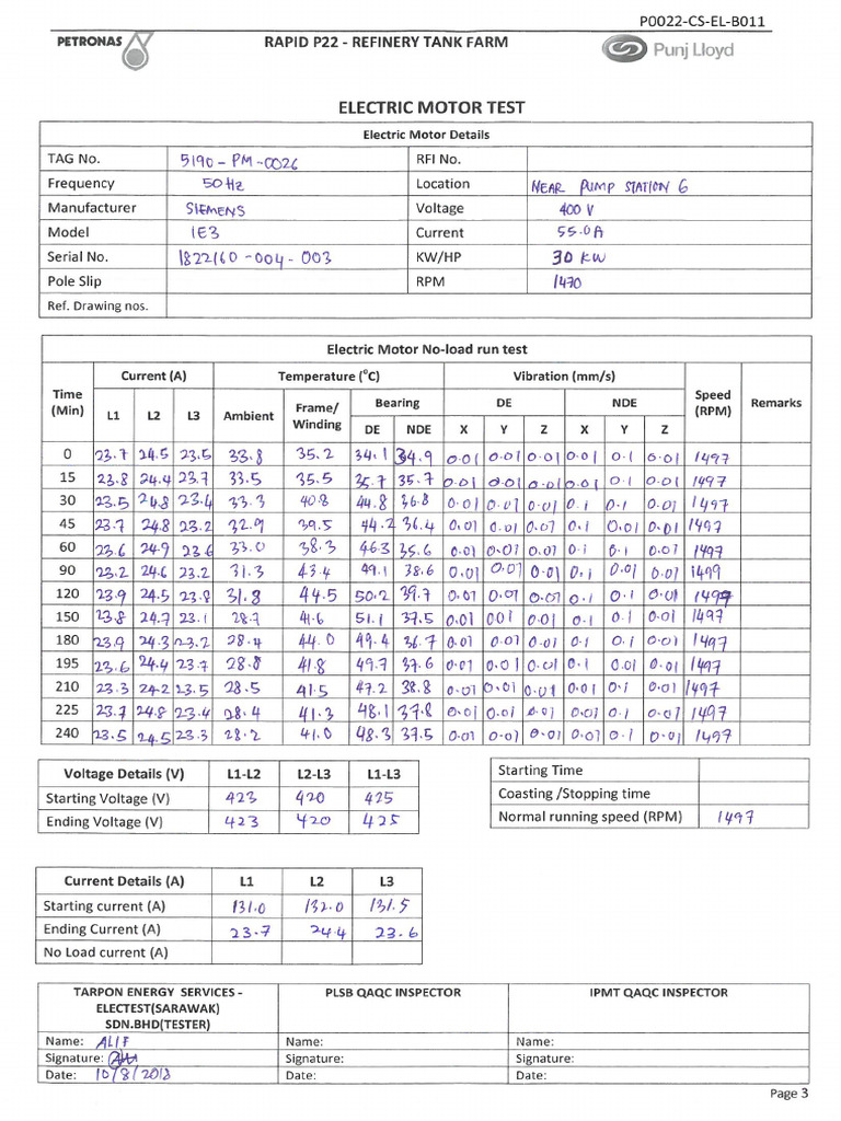 5190-PM-026 No - Load Run Test | PDF