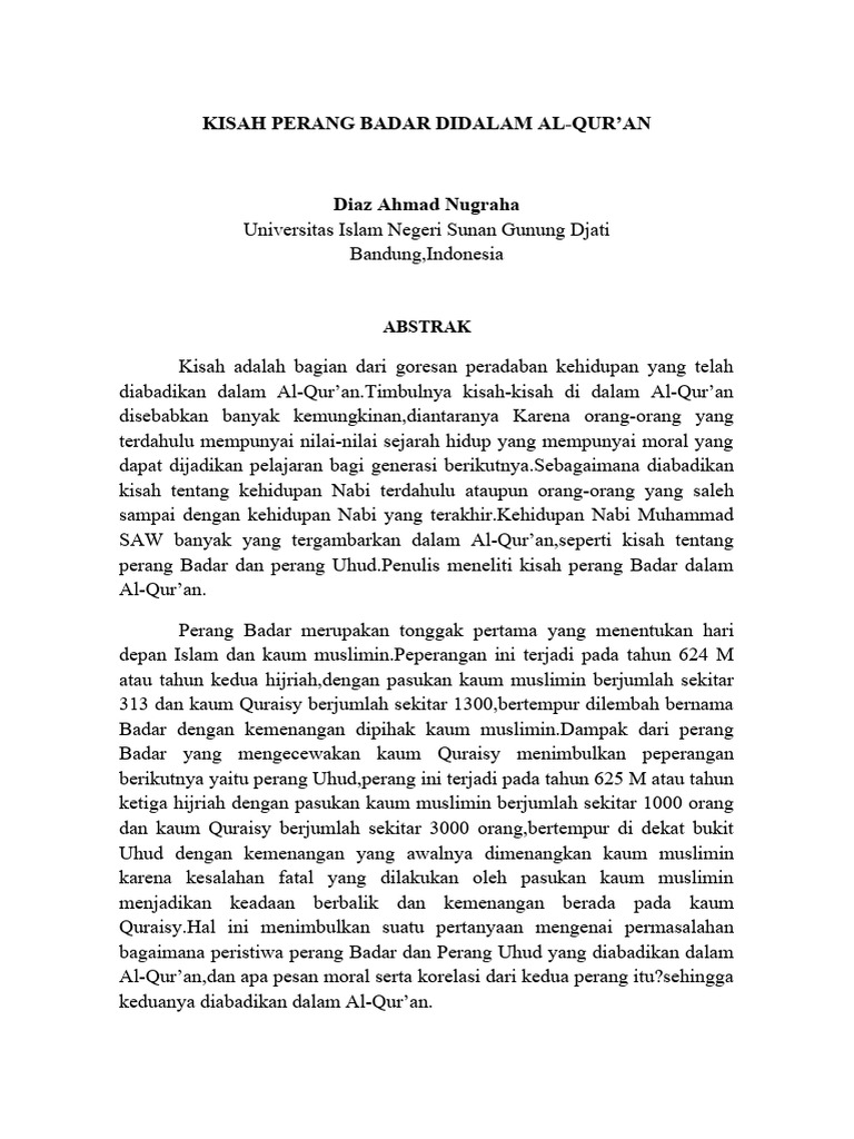 Kisah Perang Badar Didalam Al-Qur'an | PDF