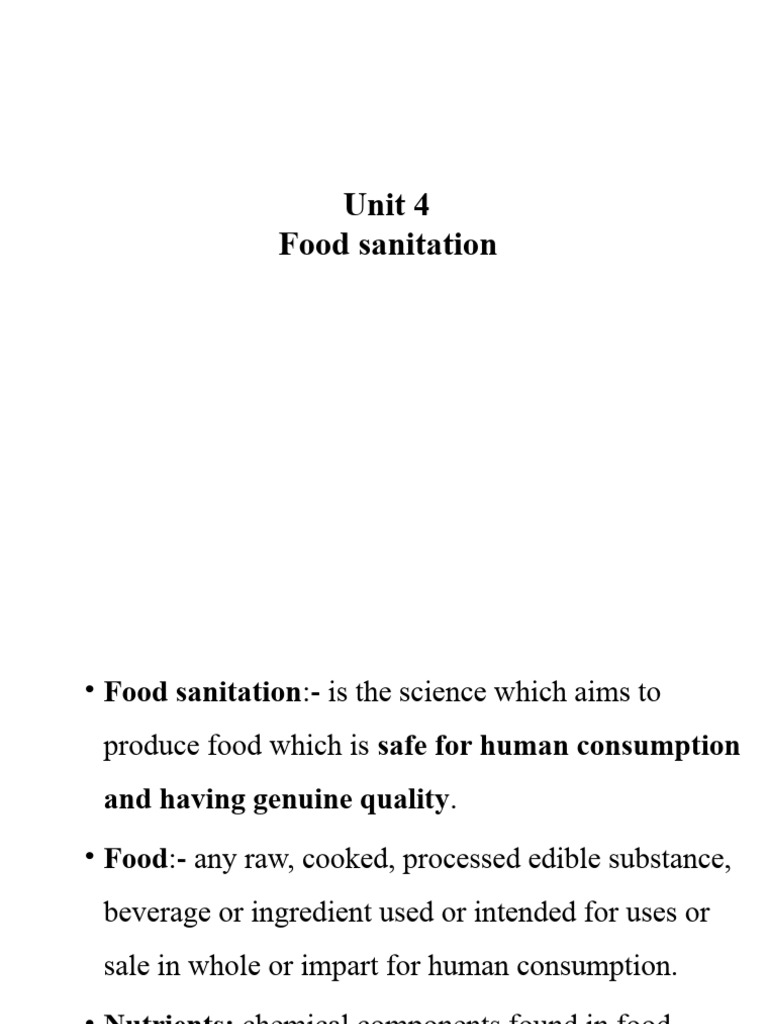 Unit 4 Food Sanitation | PDF | Foods | Decomposition