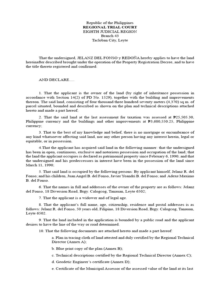 Sample Petition PD 1529 Sec 14 | PDF | Justice | Crime & Violence