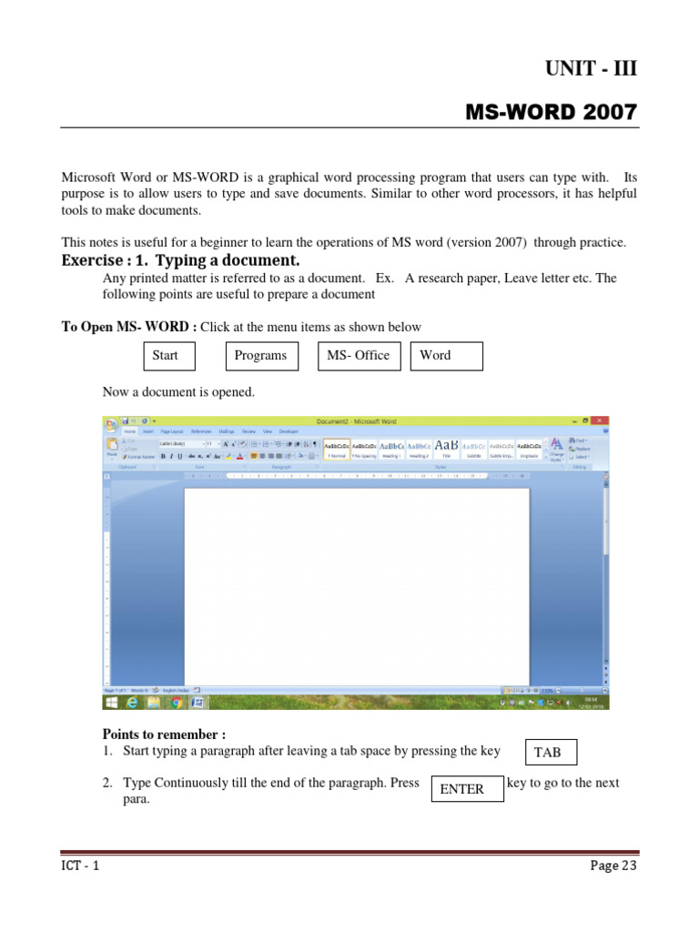 MS-WORD 2007 - Short Notes | Download Free PDF | Microsoft Word ...