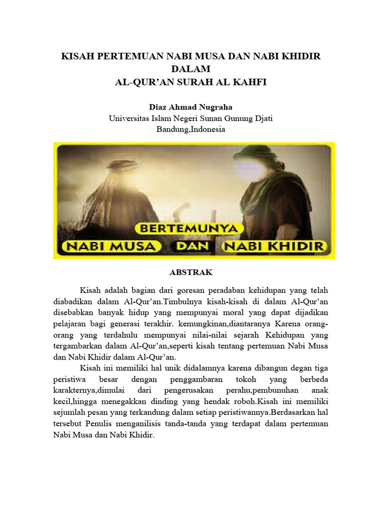 Kisah Pertemuan Nabi Musa Dan Nabi Khidir Dalam Al-Qur'an | PDF