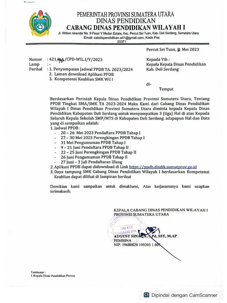 Surat PPDB Ke Kadisdik Deli Serdang | PDF Surat PPDB Ke Kadisdik Deli Serdang | PDF