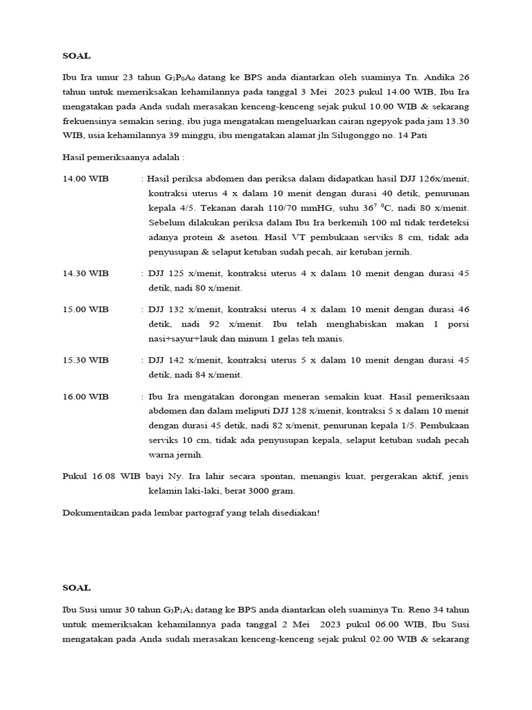 SOAL Partograf 2023 | PDF | Kesehatan Holistik