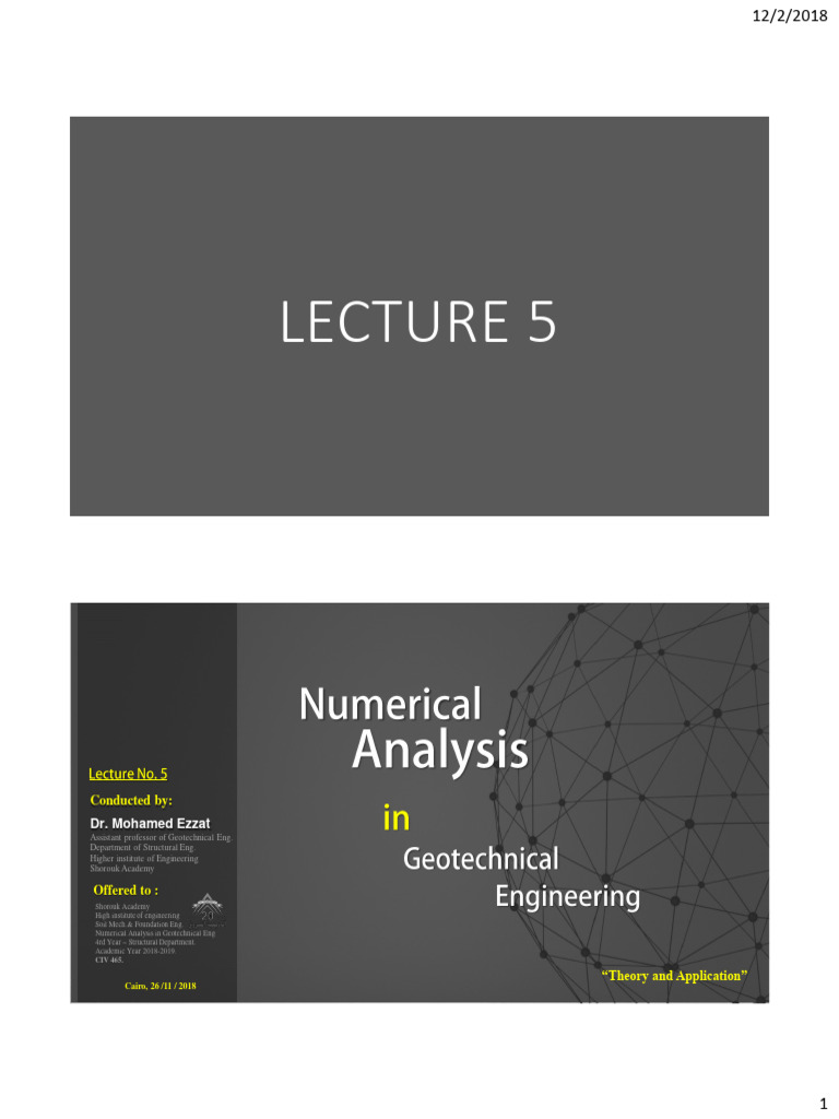Lecture Notes Numerical Analysis in Geot | PDF | Elasticity (Physics ...