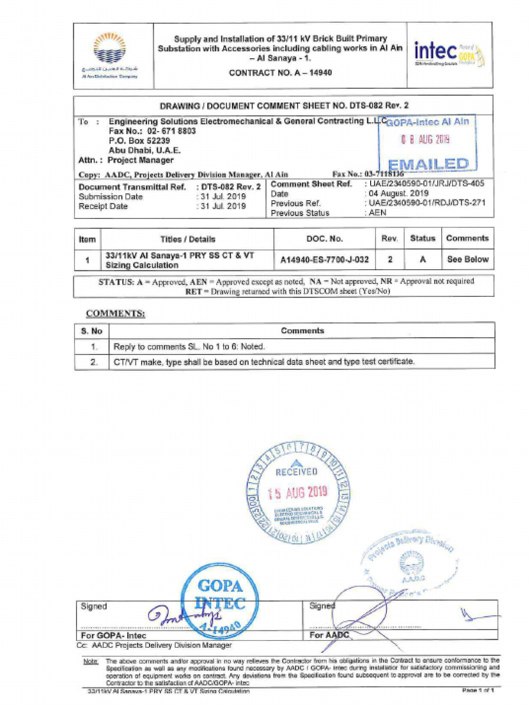 Ct Vt Sizing Calculation Compressed 1 Compressed Pdf