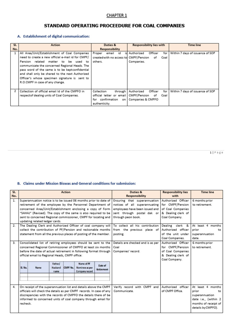Sop Cil Cmpfo Claim Settlement | PDF | Pension