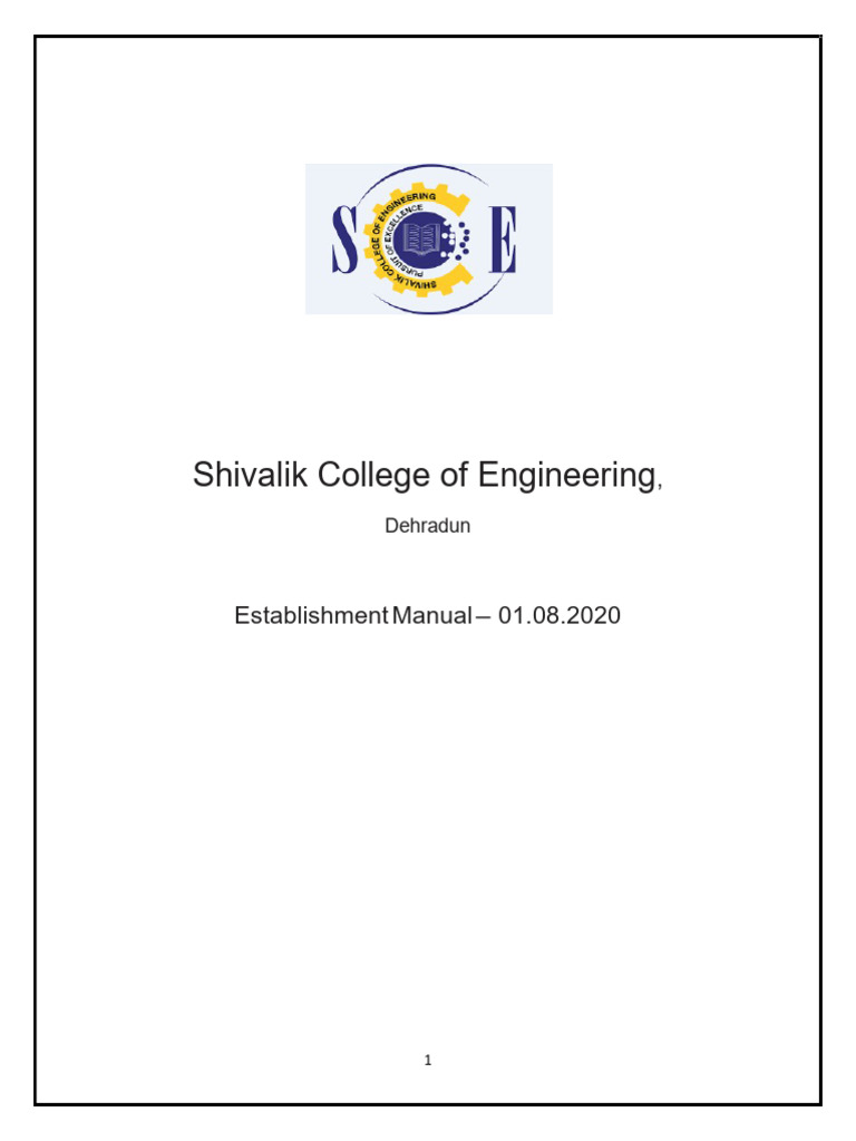 Shivalik College Establishment Manual | PDF | Laboratories | Libraries