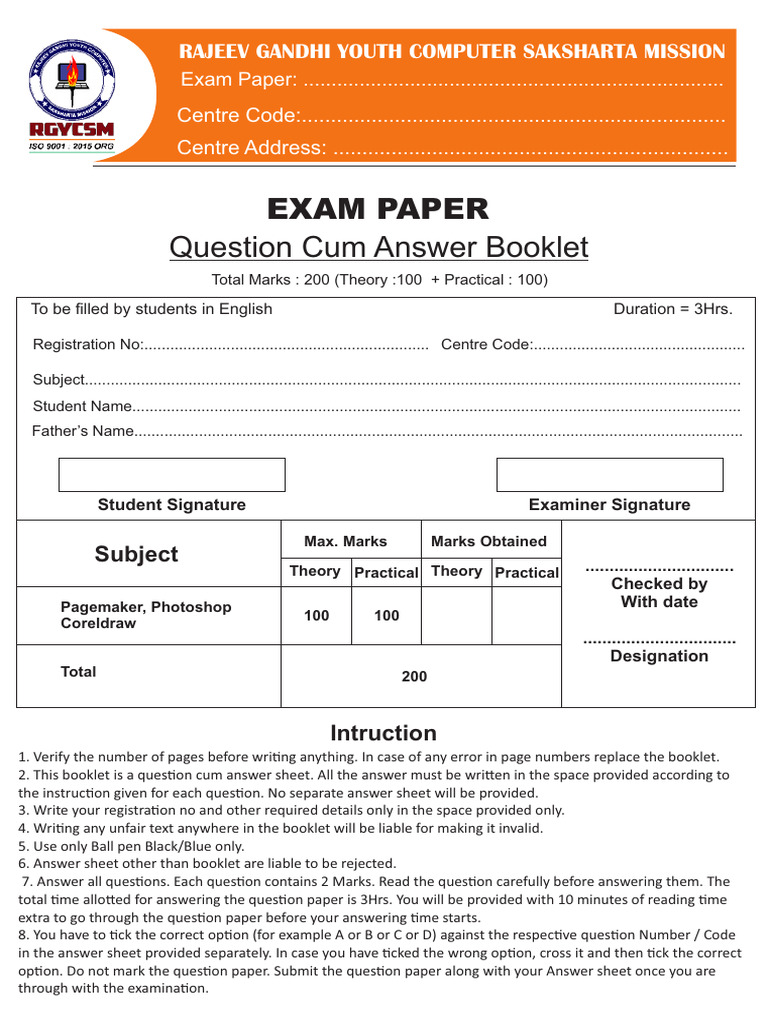 PageMaker Exam Questions & Answers | PDF | Software | Graphic Design