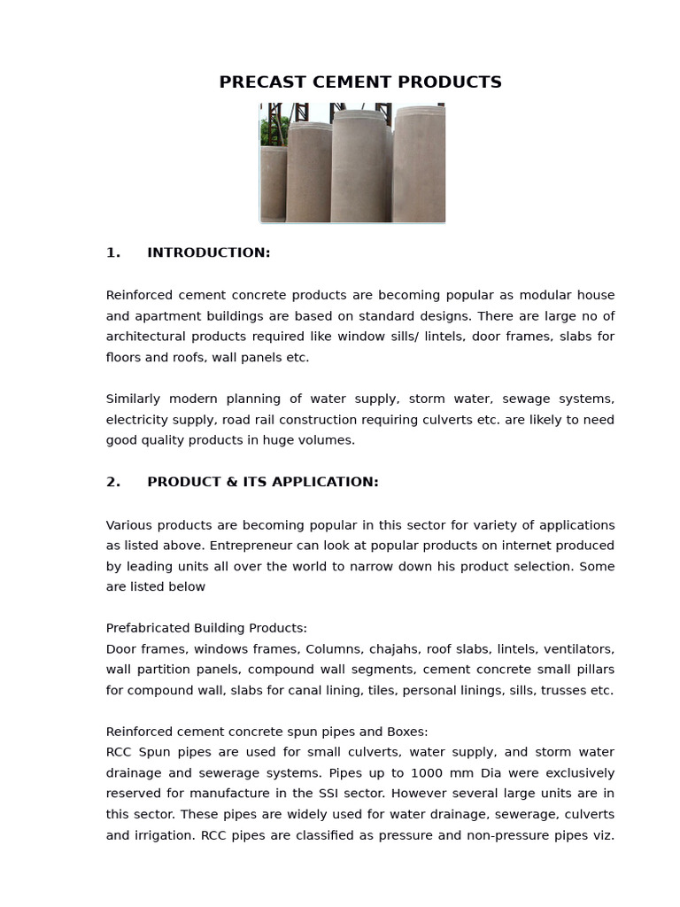 Precast Cement Products | PDF | Concrete | Precast Concrete