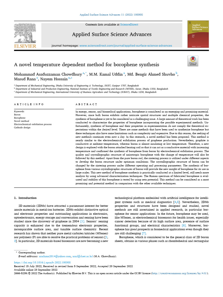 A Novel Temperature Dependent Method For Borophene Synthesis | PDF ...