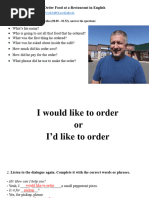 Ordering at A Restaurant ESL Lesson Plan - Fluentize | PDF ...