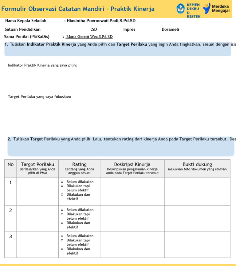 Observasi Praktik Kinerja Kepala Sekolah-1 | PDF