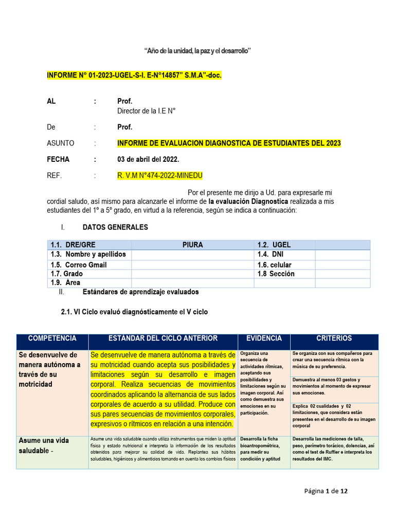 W Secundaria Informe De Evaluacion Diagnostica Descargar Gratis Pdf 4863