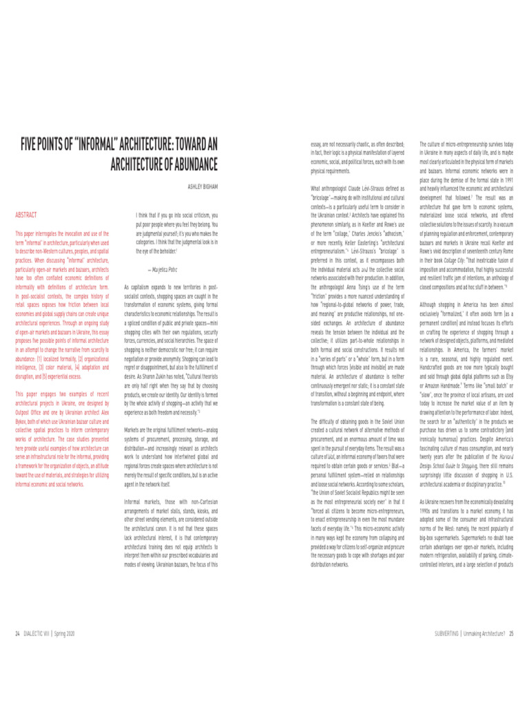 Dialectic VIII FIVE+POINTS+OF+INFORMAL+ARCHITECTURE | PDF | Market ...