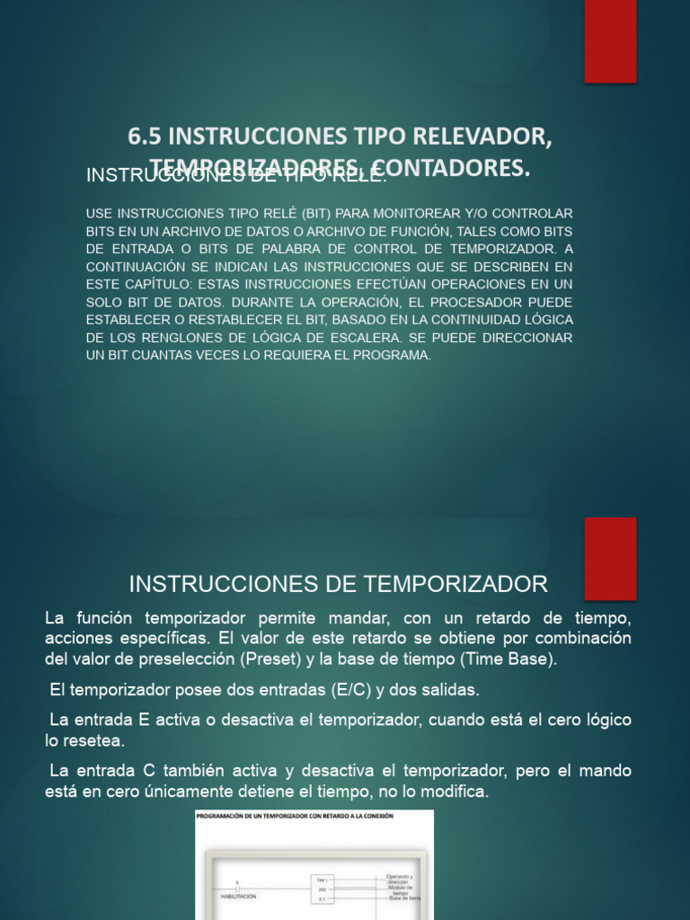 Instrucciones de Relé, Temporizadores y Contadores | PDF | Poco | Unidad Central de procesamiento