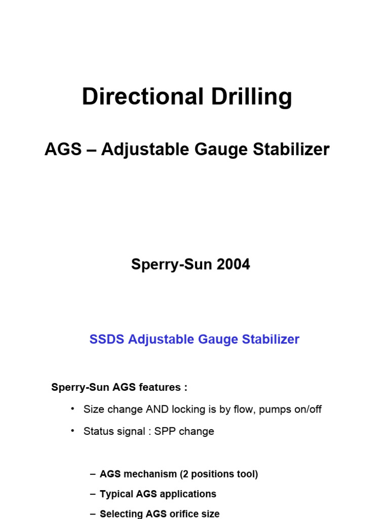 Directional Drilling: AGS - Adjustable Gauge Stabilizer | PDF | Pump | Mechanical Engineering