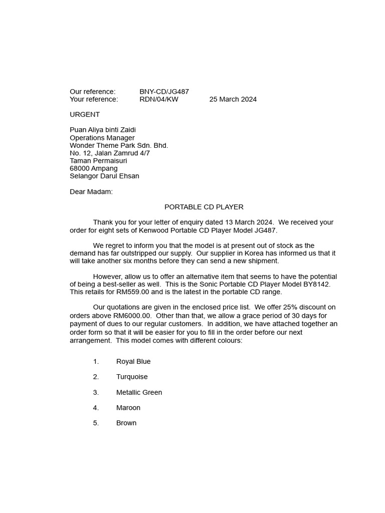 Exercise 2 Business Letter | PDF