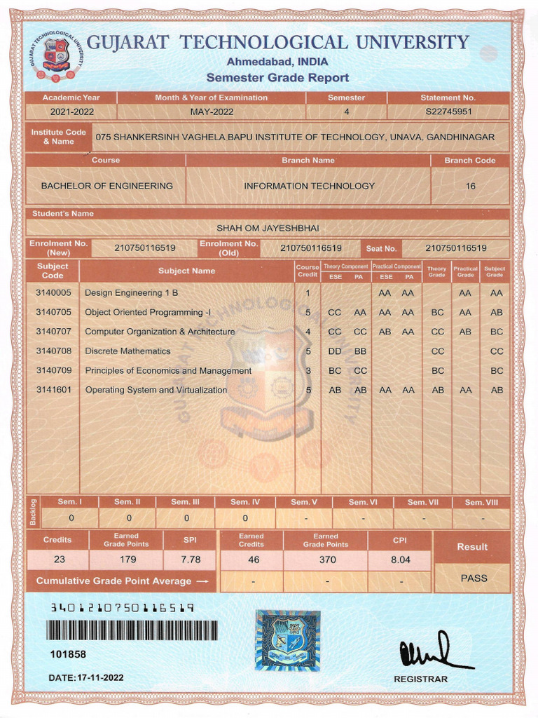 Om-Shah-BE-Sem4 | PDF
