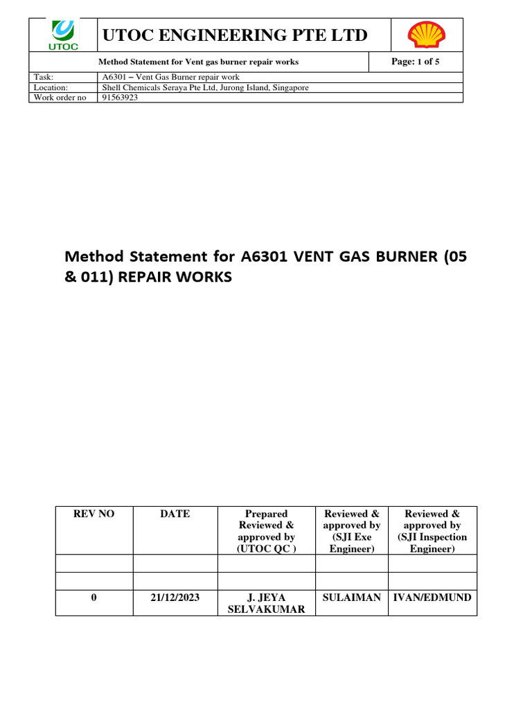 A6301 VENT - METHOD STATEMENT | PDF | Nondestructive Testing | Welding