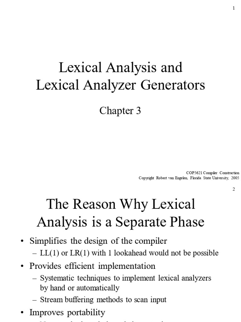 Chapter 3 - Lexical Analysis and Lexical Analyzer Generators | PDF | Computer Programming ...