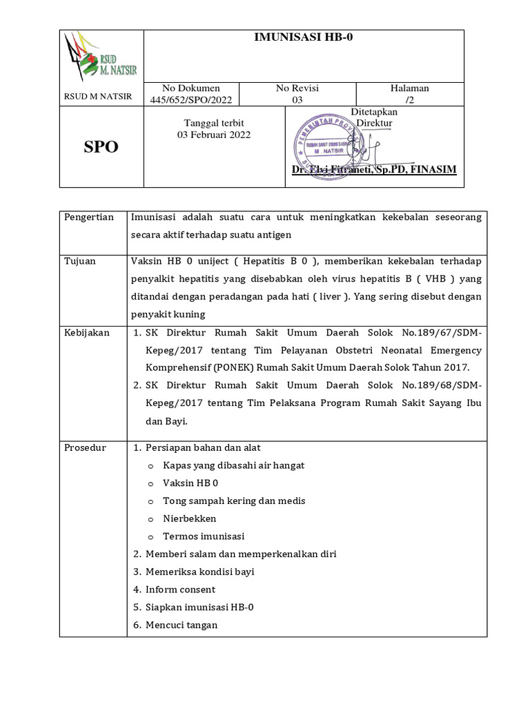 Prosedur Imunisasi HB-0 Uniject | PDF