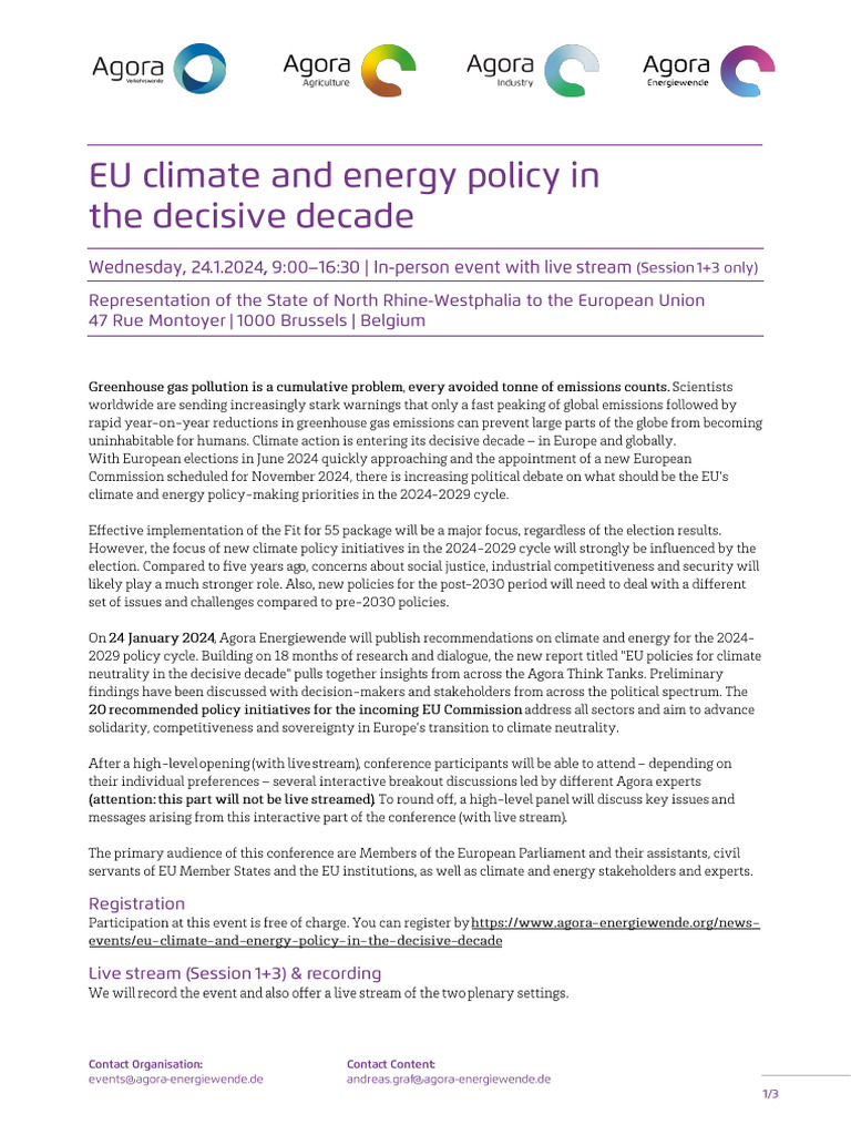 Programme EU Climate and Energy Policy 24012024 | PDF | Wellness