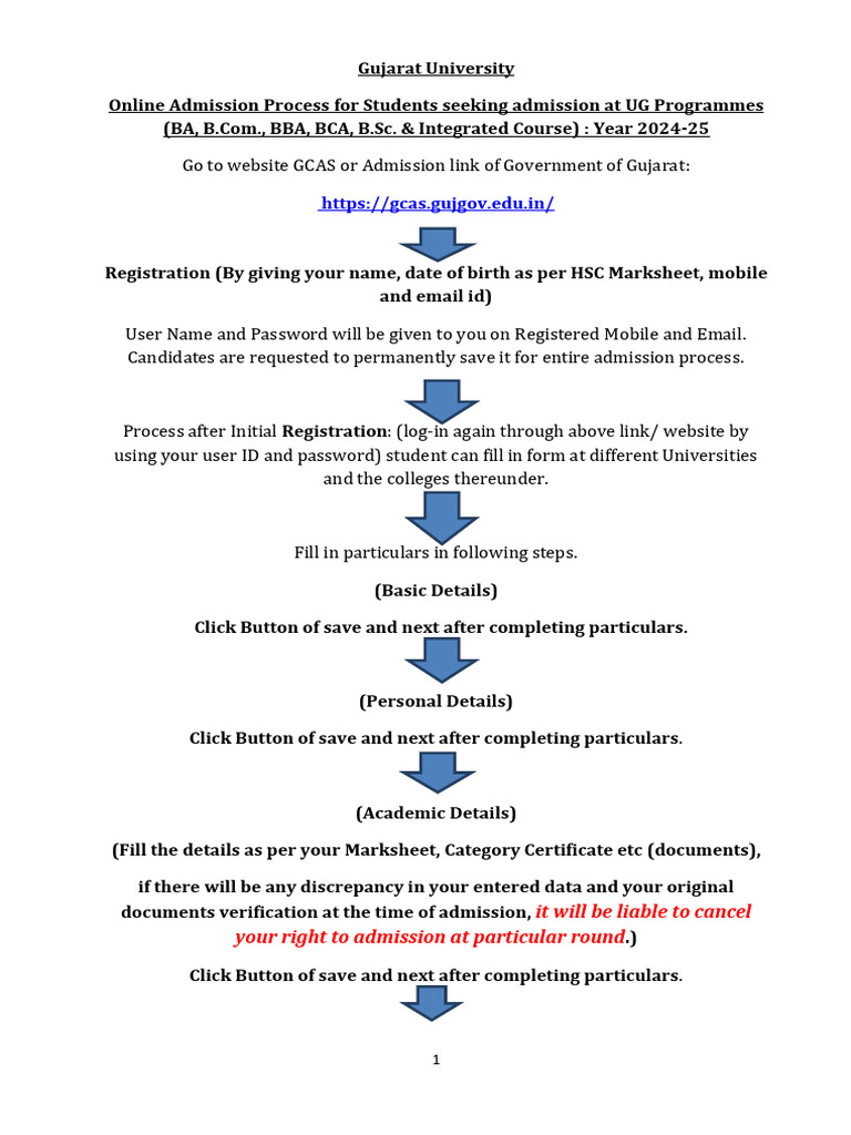 GCAS UG Admission Process 2024-25 | PDF | Computing