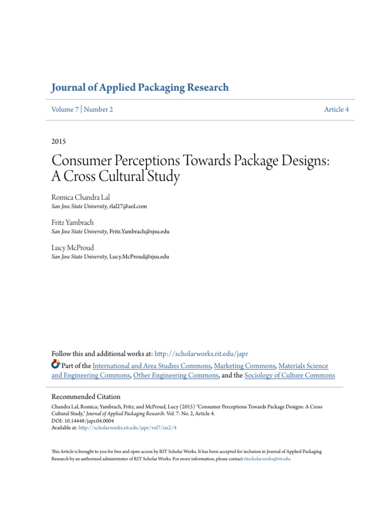 Consumer Perceptions Towards Package Designs - A Cross Cultural ST ...