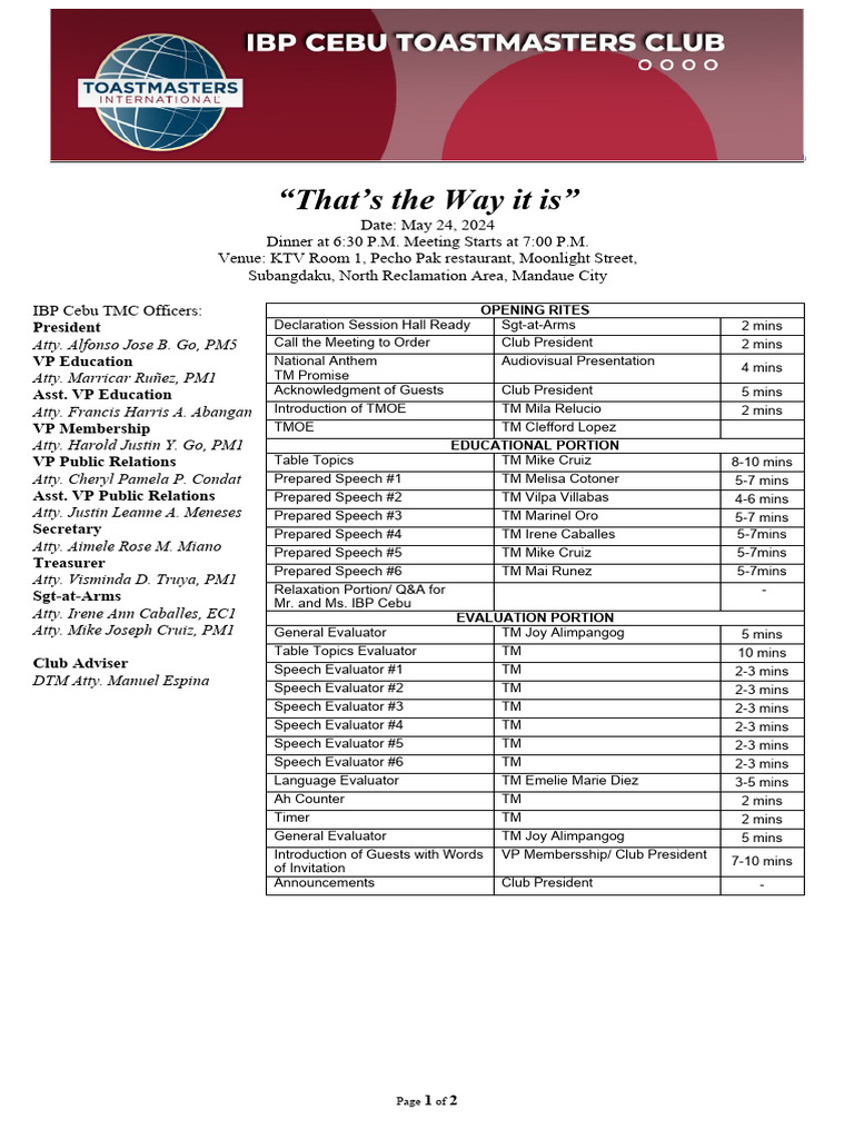 TMC Program May 10, 2024 | PDF